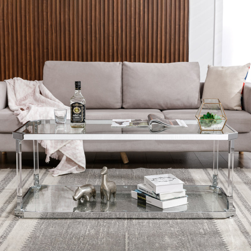 Ivy Bronx Lennert Rectangular Glass Coffee Table for Living Room & Reviews | Wayfair